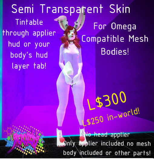 Second Life Marketplace - See Thru Transparent Skin Omega Applier